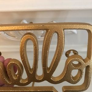 Wall Decor | New Hello Cast Iron Metal Sign Gold Wall Hanging | Poshmark